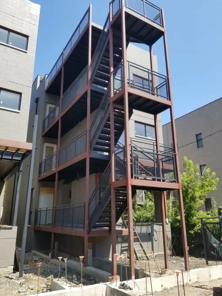 Custom steel porch design. Fabrication & installation in Chicago.